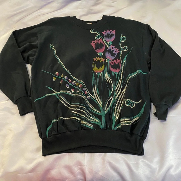 michelle rose | Tops | Vintage Michelle Rose Glitter Floral Tulip ...